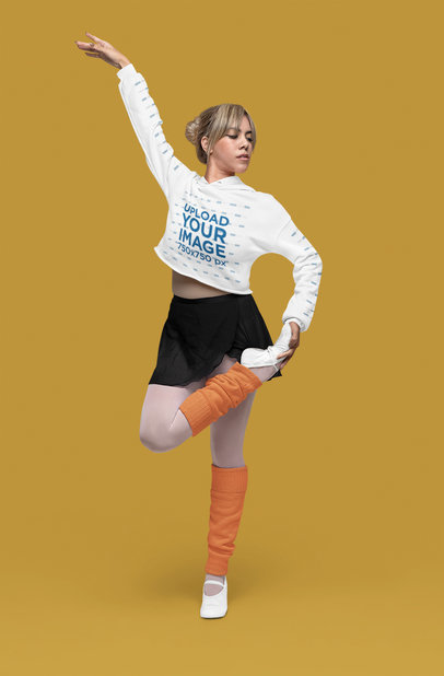 Placeit - Crop Top Hoodie Mockup Featuring a Woman Dancing Ballet in a ...