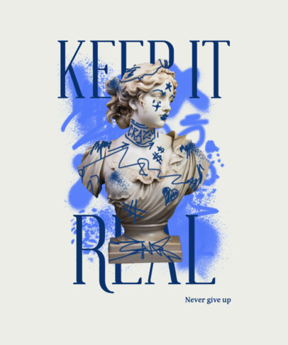 Placeit - T-Shirt Design Template Featuring a Statue Bust with Graffiti ...