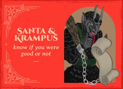 Placeit - Xmas Greeting Card Generator Featuring Santa Claus Versus Krampus