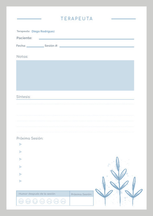 Placeit - Therapy Session Planner Design Creator With Illustrated Plants