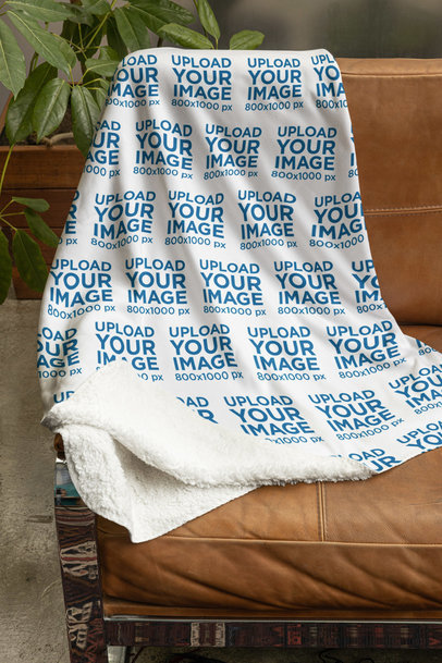 Placeit - Mockup of a Folded Sherpa Fleece Blanket Hanging on a ...