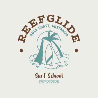 Placeit - Surf School Logo Maker Featuring an Illustrated Palm Tree