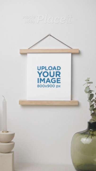 Placeit - Mockup of a Matte Vertical Poster Hanging on a Wall Featuring ...