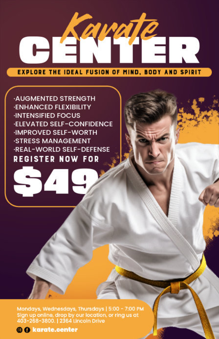 Placeit - Informative Online Flyer Design Template for Karate Lessons