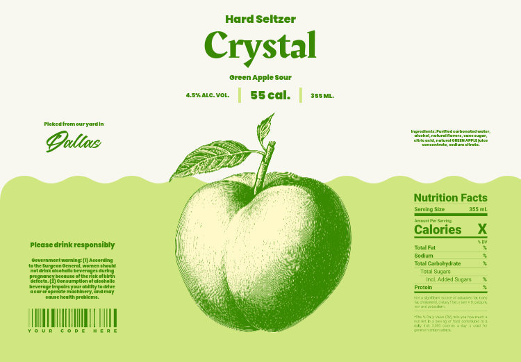 Placeit - Green Apple-Flavored Hard Seltzer Label Design Generator