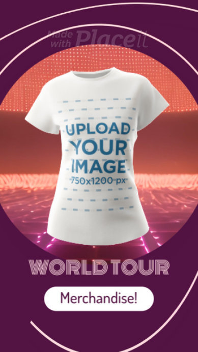 Placeit - Music Merch-Themed Video Featuring a 3D Round-Neck T-Shirt