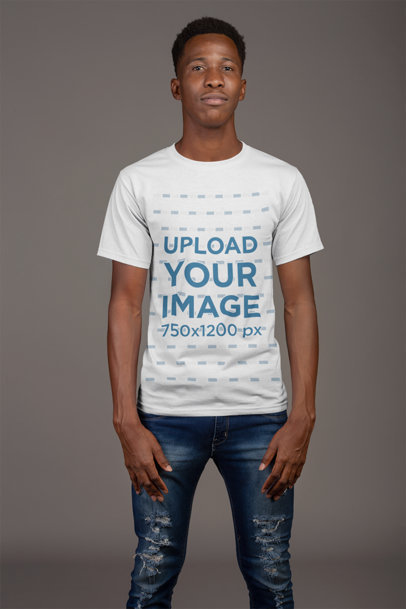 Placeit - Transparent T-Shirt Mockup of a Man with a Coy Smile