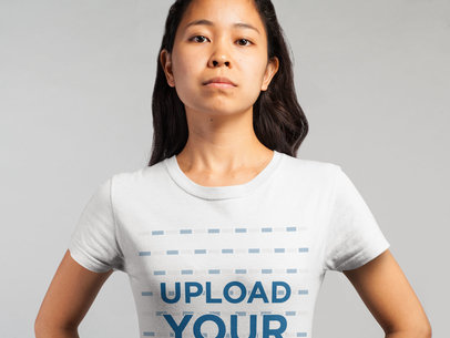 Placeit - Transparent Mockup of a Woman Wearing a T-Shirt in a Defiant Pose