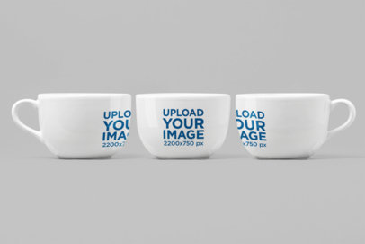 Placeit - Mockup of Three 15 oz Coffee Mugs in Different Perspectives