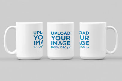 Placeit - Mockup of an 11 oz Coffee Mug from Three Different Angles