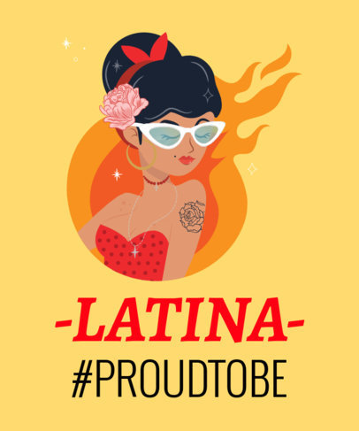 Placeit - T-Shirt Design Template with a Latina Pride Theme