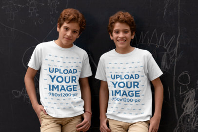 Placeit - T-Shirt Mockup of Identical Twins Wearing Matching Outfits