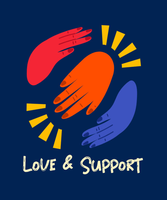 Placeit - T-Shirt Design Template Featuring Supporting Hands