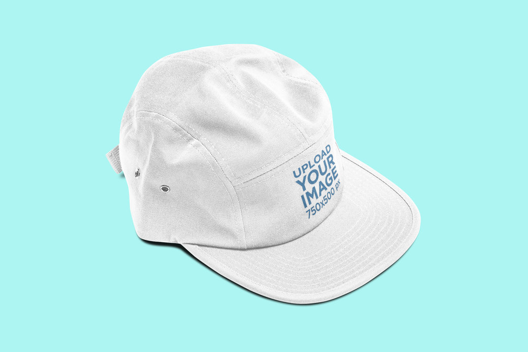 Placeit - Mockup of a 5-Panel Hat Placed on a Solid Color Surface