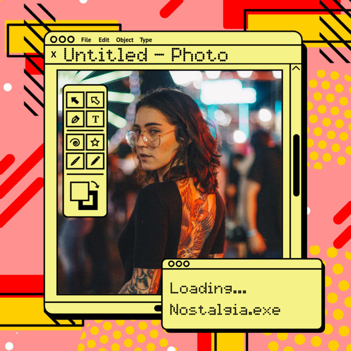 Placeit - Instagram Post Template with Retro Computer Tab Graphics