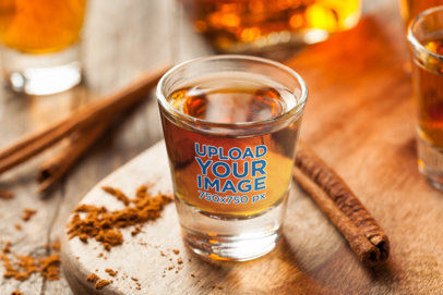 Placeit - Shot Glass Mockup Featuring a Plain Color Background