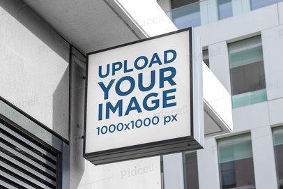 Placeit - Mockup Featuring a Square Lighted Sign