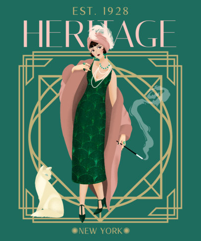 Placeit - Illustrated T-Shirt Design Maker Featuring Art-Deco Characters