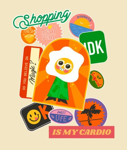 Placeit - Tote Bag Design Template Featuring Fun Stickers