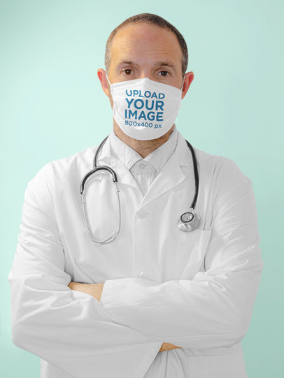 Placeit - Mockup of a Doctor Wearing a Sublimated Face Mask