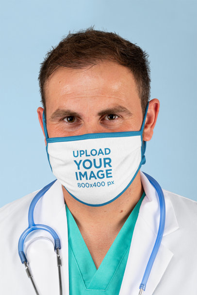 Placeit - Mockup of a Female Doctor Wearing a Sublimated Face Mask