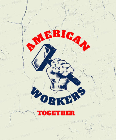 Placeit - Pro-Union T-Shirt Design Creator Featuring a Hard Hat and Stars