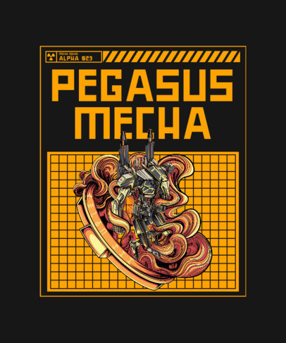 Placeit - T-Shirt Design Template with an Illustration of a Classic Mecha