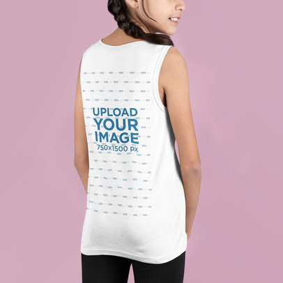 Placeit - Back View Mockup Featuring a Girl with Braids Wearing a Tank Top