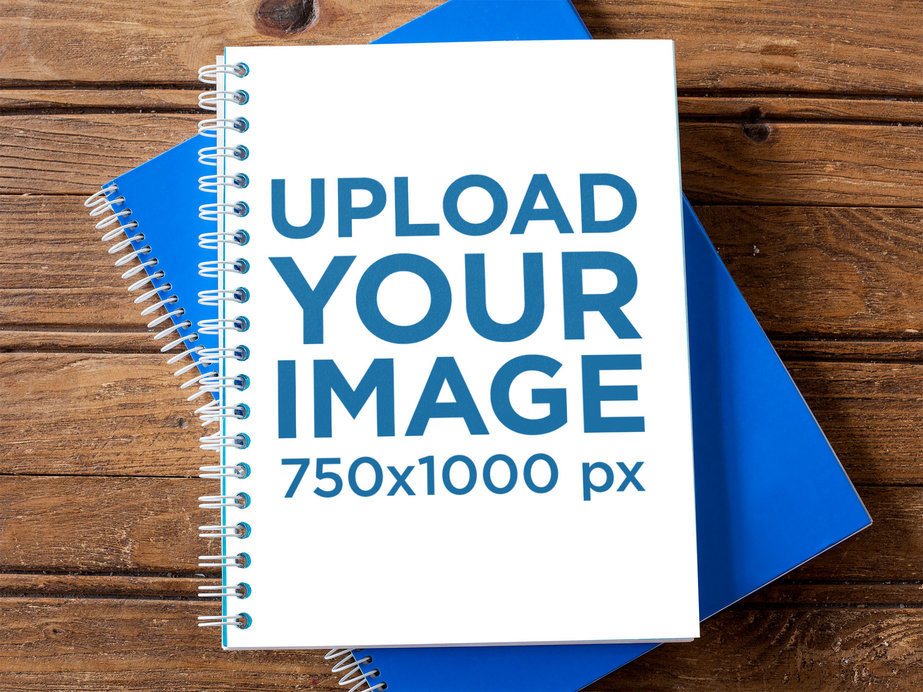 Placeit - Spiral Notebook Template Lying Over Another Blue Notebook on ...