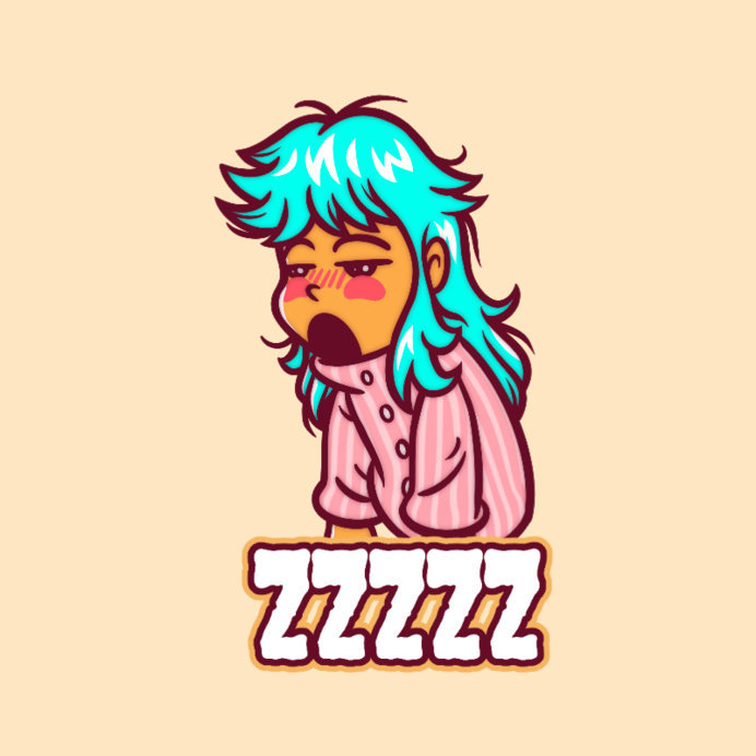 Placeit - Twitch Emote Logo Maker Featuring a Sleepy Girl Cartoon