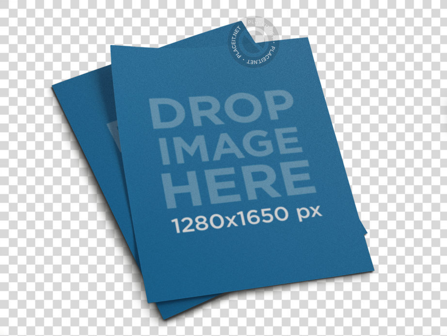 Placeit - Pair of Flyers Template Lying on a Transparent Surface