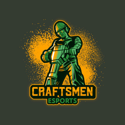 Placeit - Logo Template for Gamers Featuring a Man Using a Power Tool