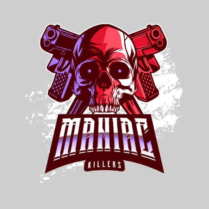 Placeit - Killer Gaming Logo Creator Featuring a Skull and Two Guns