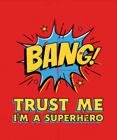 Placeit - Comic Book-Themed T-Shirt Design with Onomatopoeia Graphics