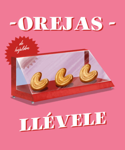 Placeit - T-Shirt Design Template Featuring Mexican Pan Dulce Graphics