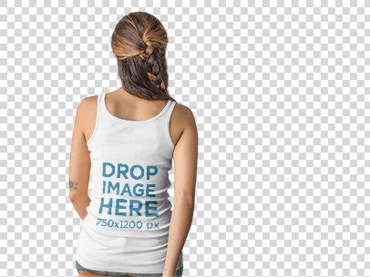 Placeit - Back View Mockup Featuring a Girl with Braids Wearing a Tank Top